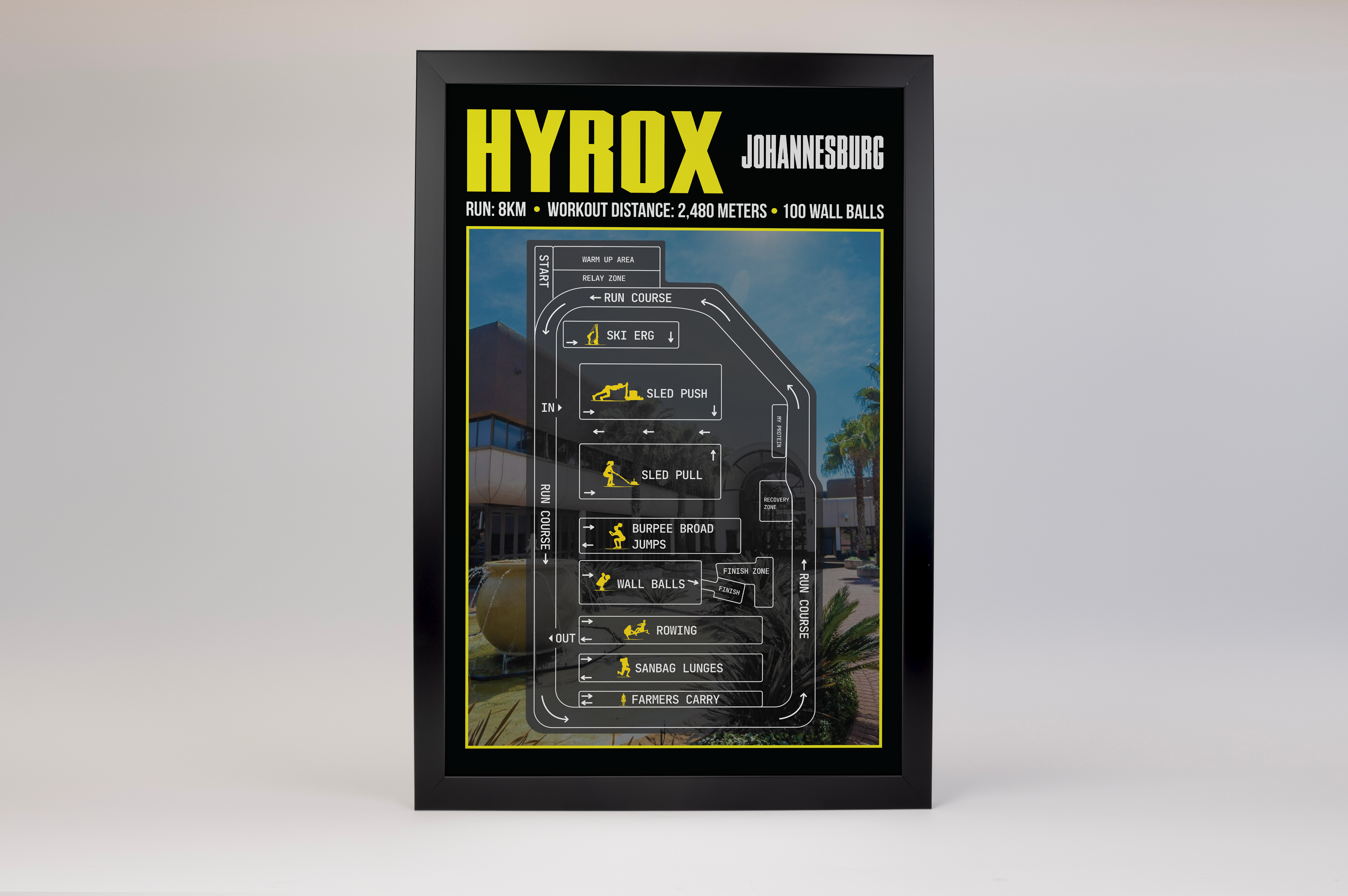 Hyrox Johannesburg Poster – A Tribute to Strength and Endurance – Map Medal