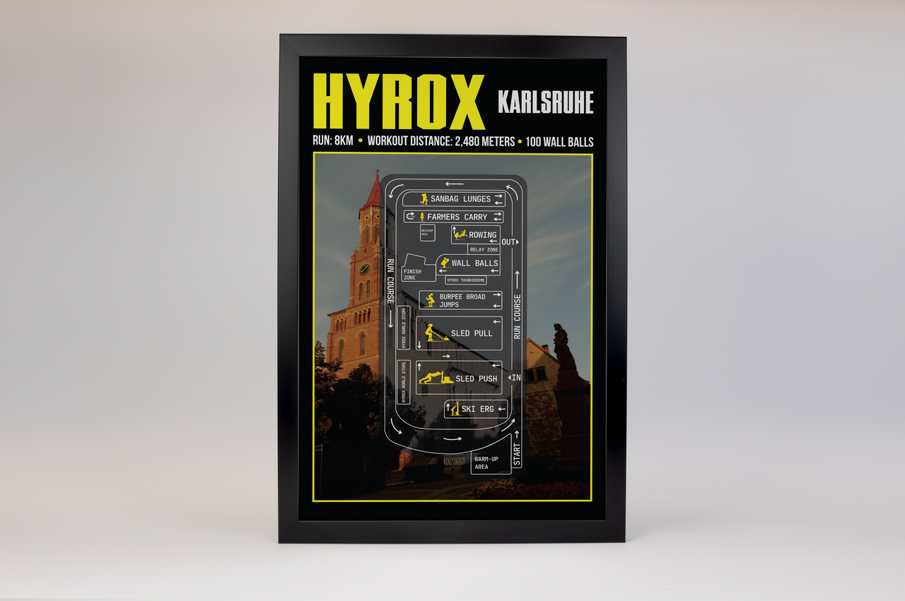 Hyrox Karlsruhe Poster – A Tribute to Strength and Endurance – Map Medal