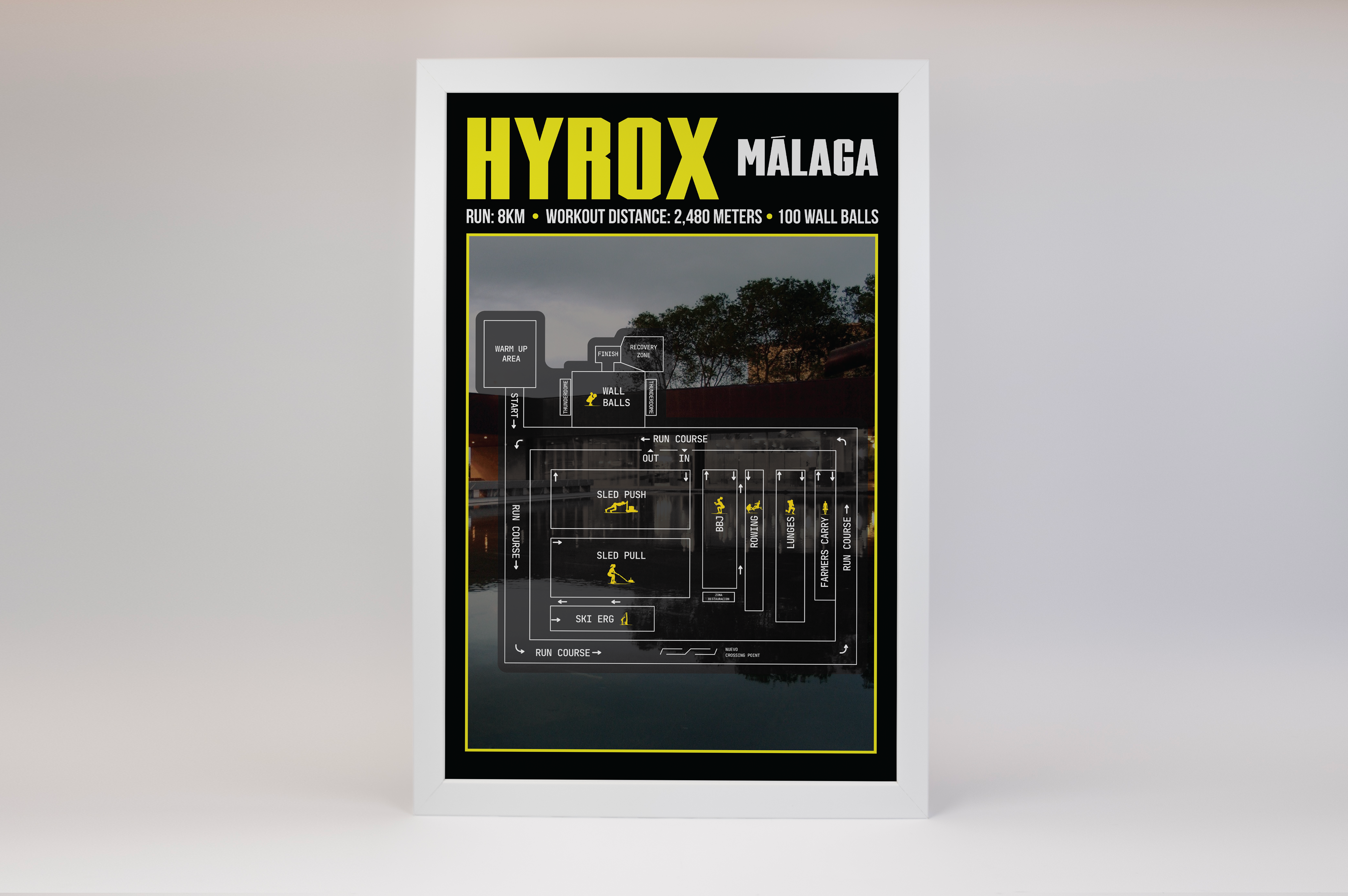 Hyrox MÁLAGA Poster – A Tribute to Strength and Endurance – Map Medal