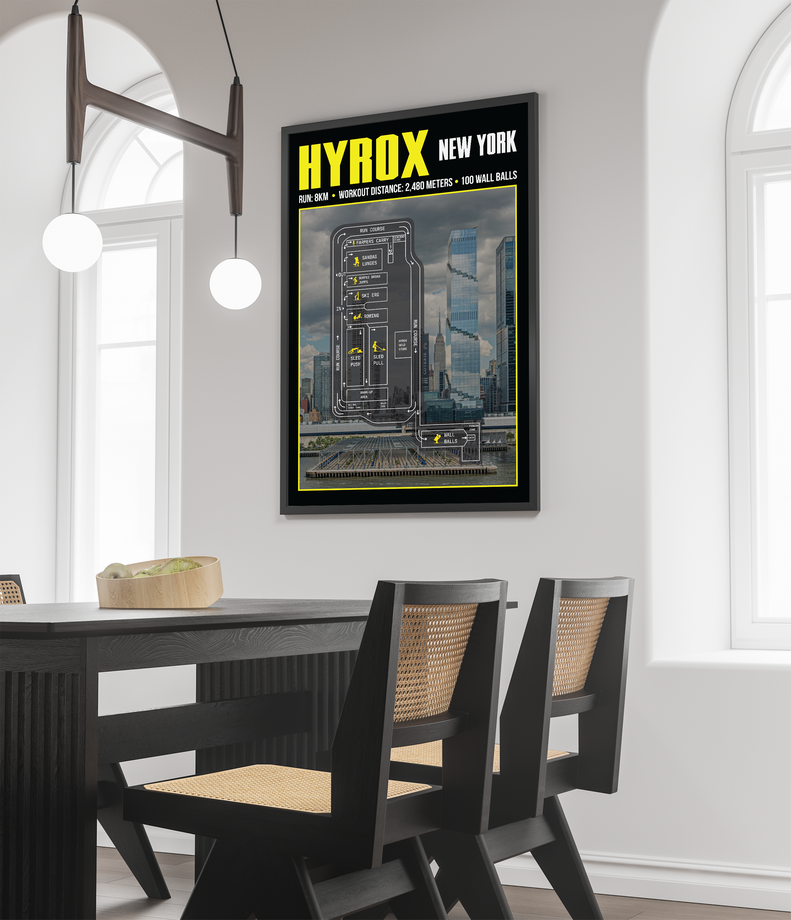 Hyrox New York Poster – A Tribute to Strength and Endurance – Map Medal
