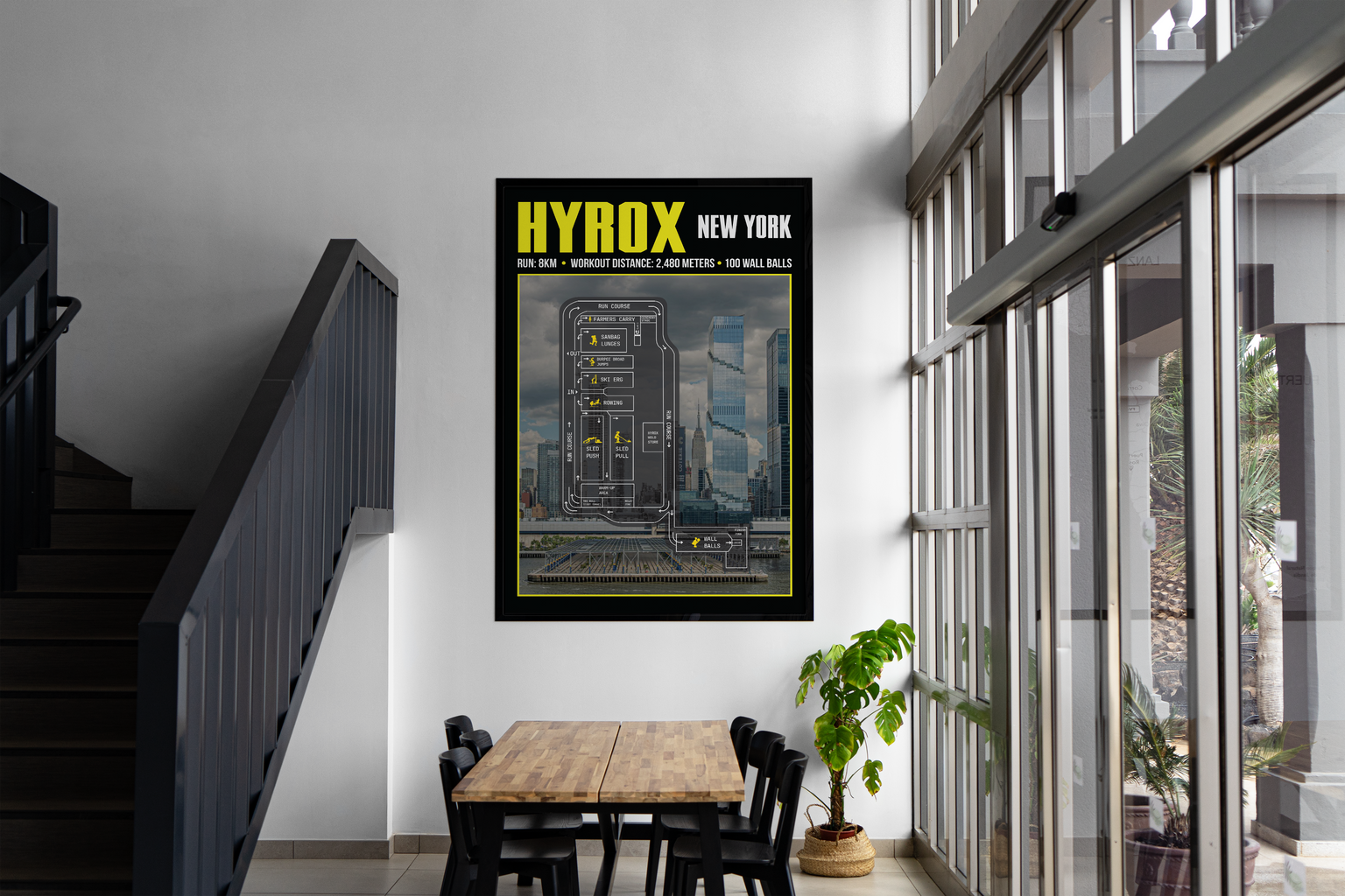 Hyrox New York Poster – A Tribute to Strength and Endurance – Map Medal