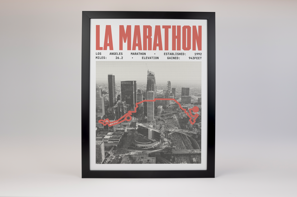 Los Angeles Marathon Poster | Custom Marathon Course Display – Map Medal