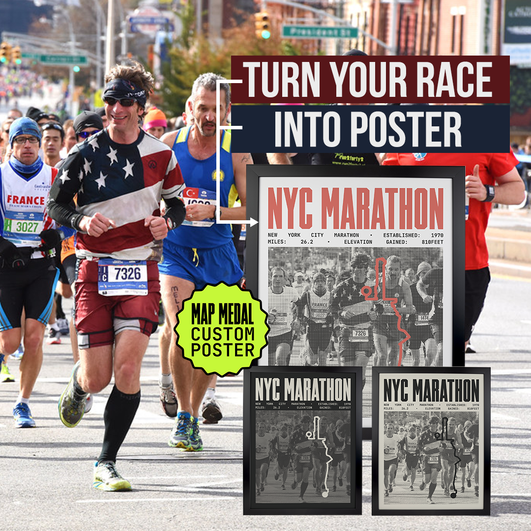 Chicago Marathon Poster | Custom Marathon Course Display – Map Medal