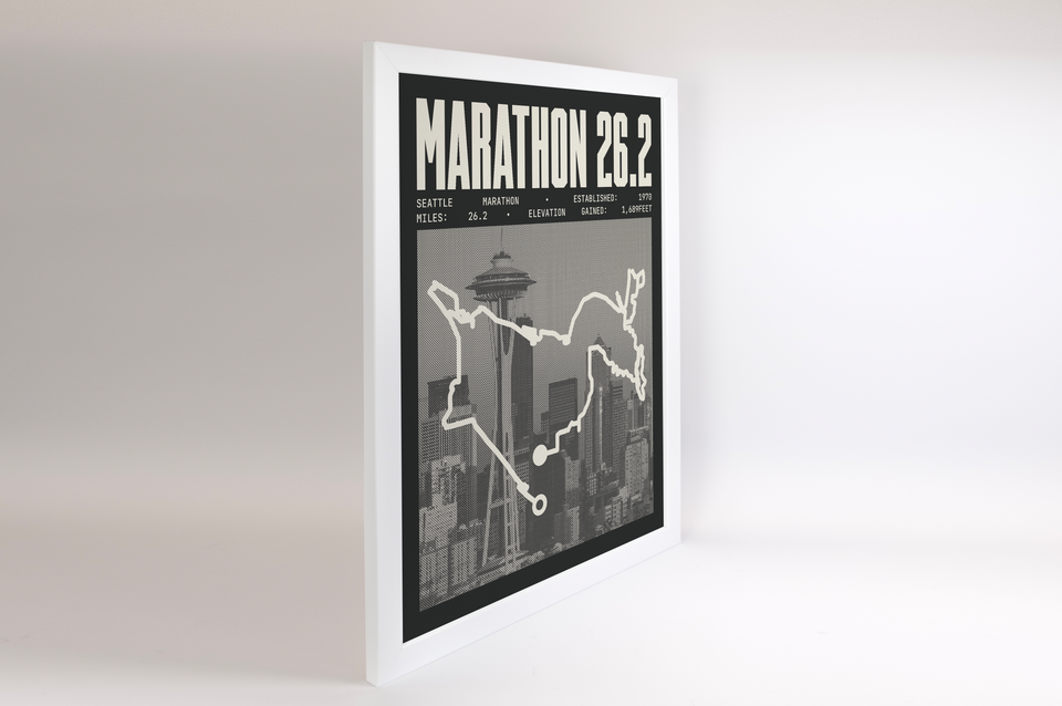 Seattle Marathon Poster | Custom Marathon Course Display – Map Medal