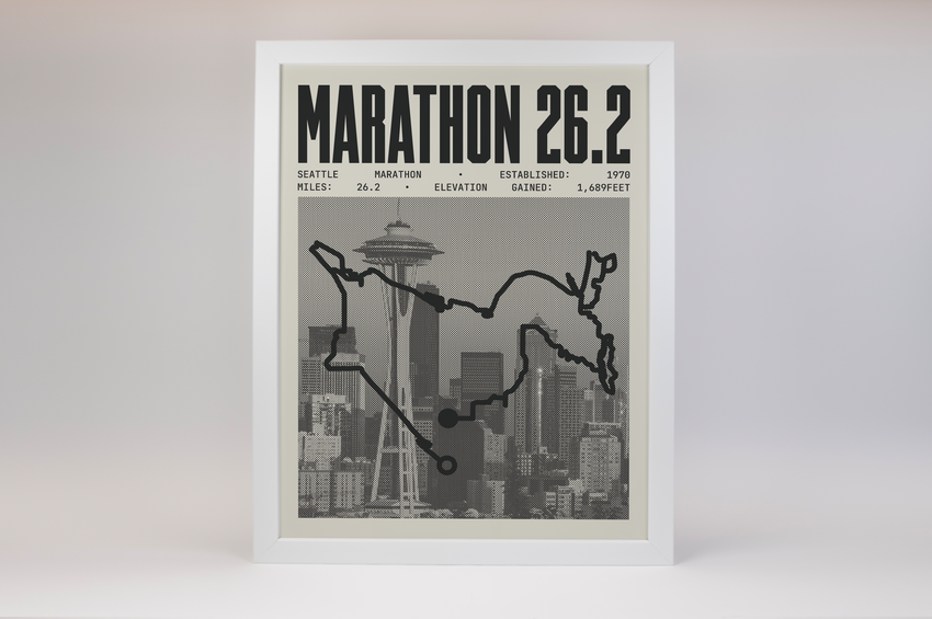 Seattle Marathon Poster | Custom Marathon Course Display – Map Medal